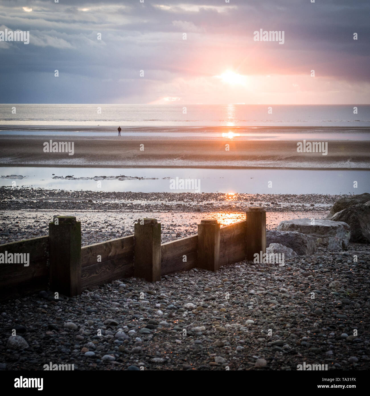 Sunset, Cleveleys Beach. Lancashire coast Stock Photo - Alamy