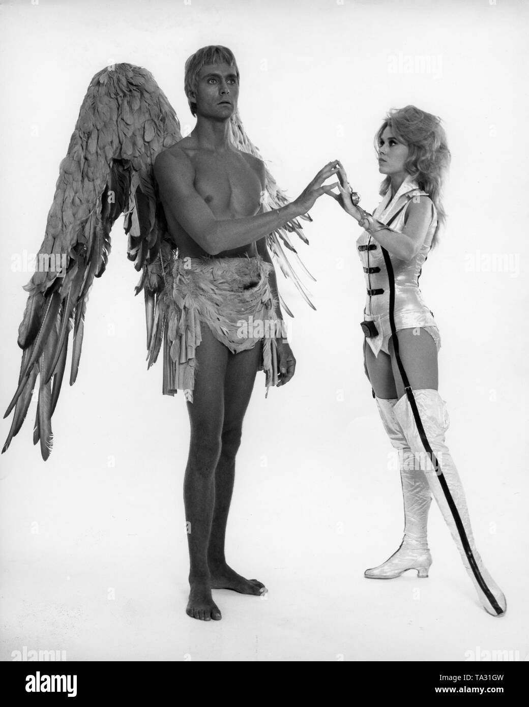 John Phillip Law as Pygar Jane Fonda as BARBARELLA 1968 director Roger ...