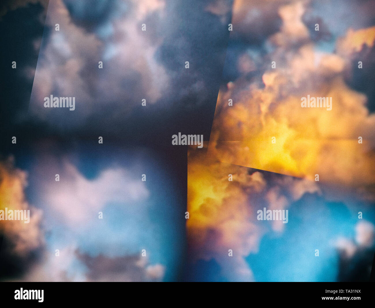 Colorful clouds with overlapping rectangular layers Stock Photo - Alamy