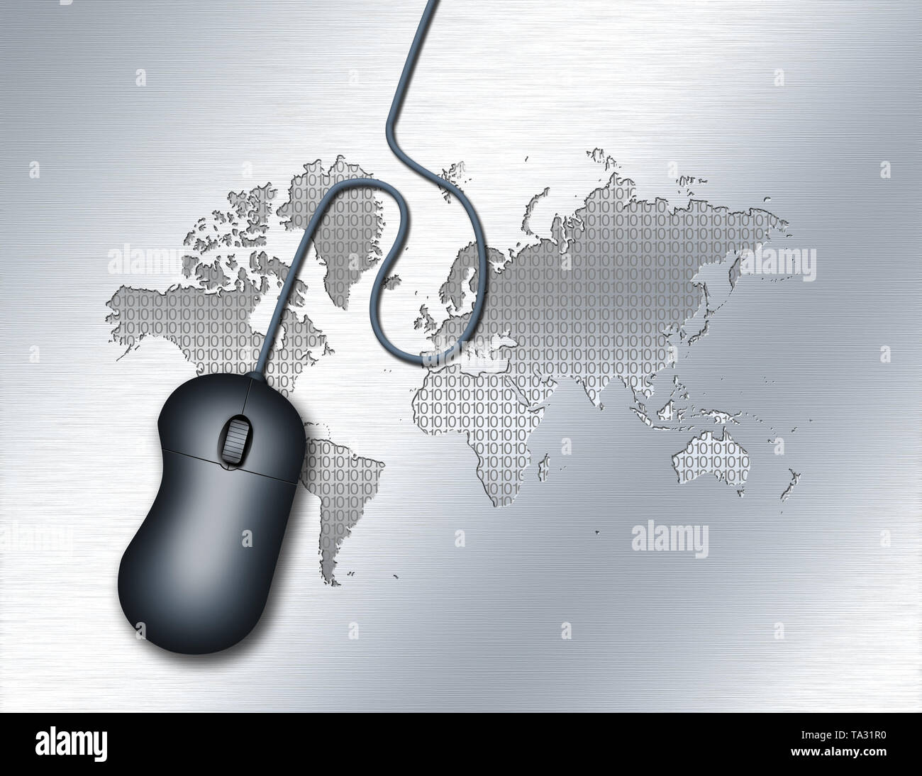 Computer mouse. World map background Stock Photo - Alamy