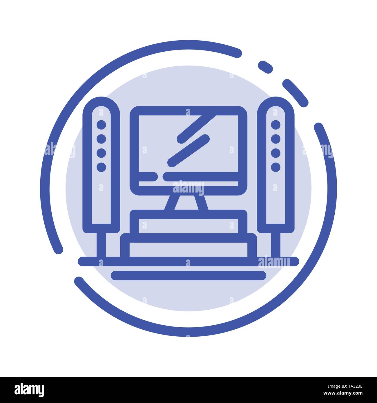 Computer, Computing, Server, Cpu Blue Dotted Line Line Icon Stock ...