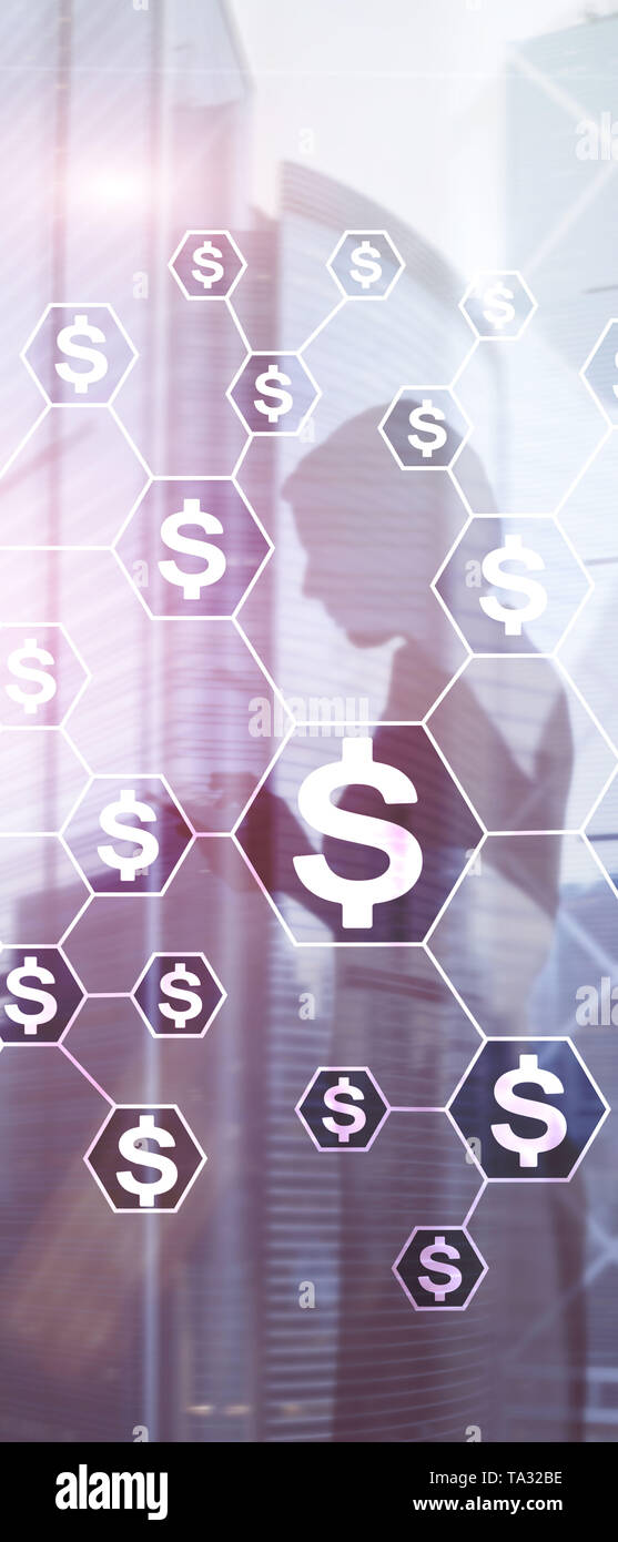 Vertical Panorama Banner. Dollars icons, money network structure. ICO ...