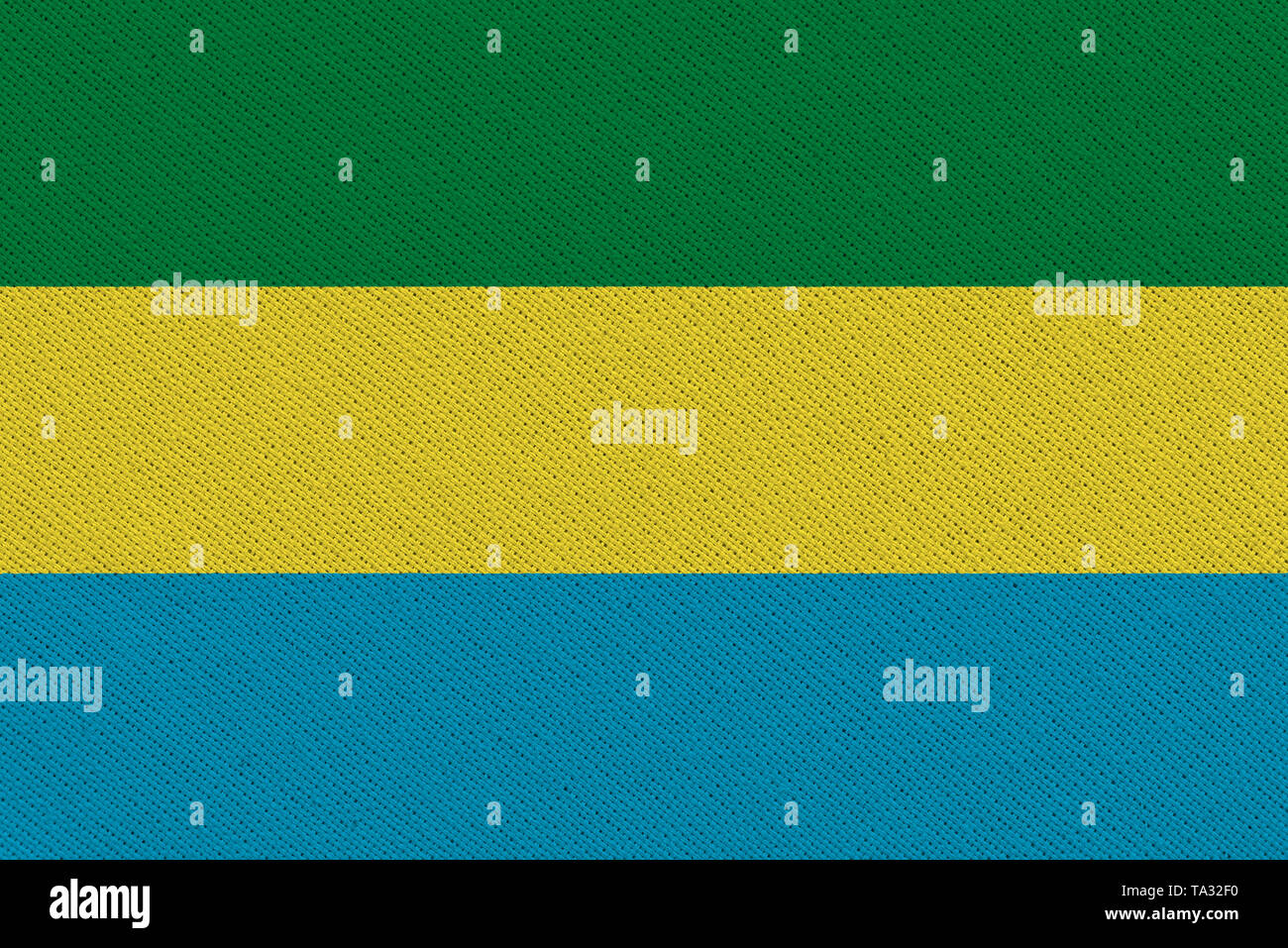 Gabon fabric flag. Patriotic background. National flag of Gabon Stock ...