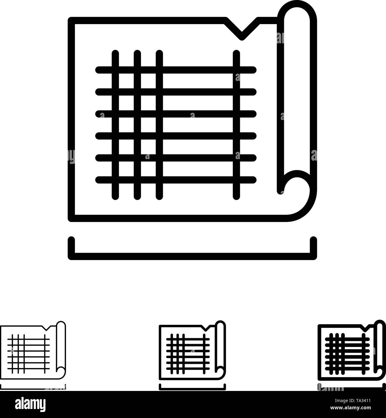 Construction, Drafting, House, Map Bold and thin black line icon set ...