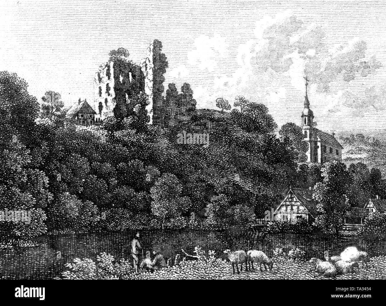 Saxon castle ruins Black and White Stock Photos & Images - Alamy