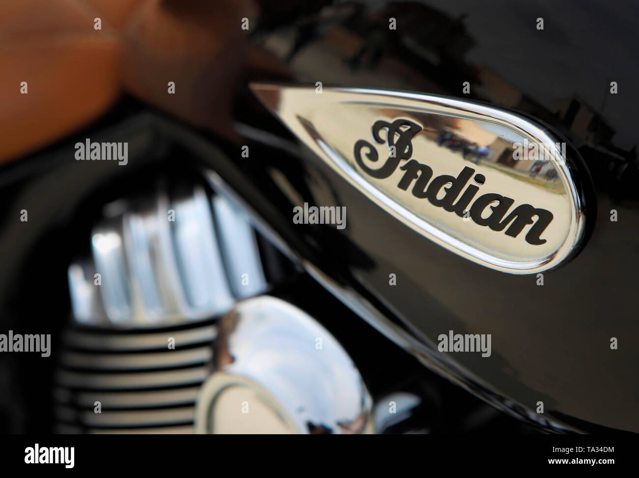 American motorcycle Indian, fuel tank design Stock Photo - Alamy