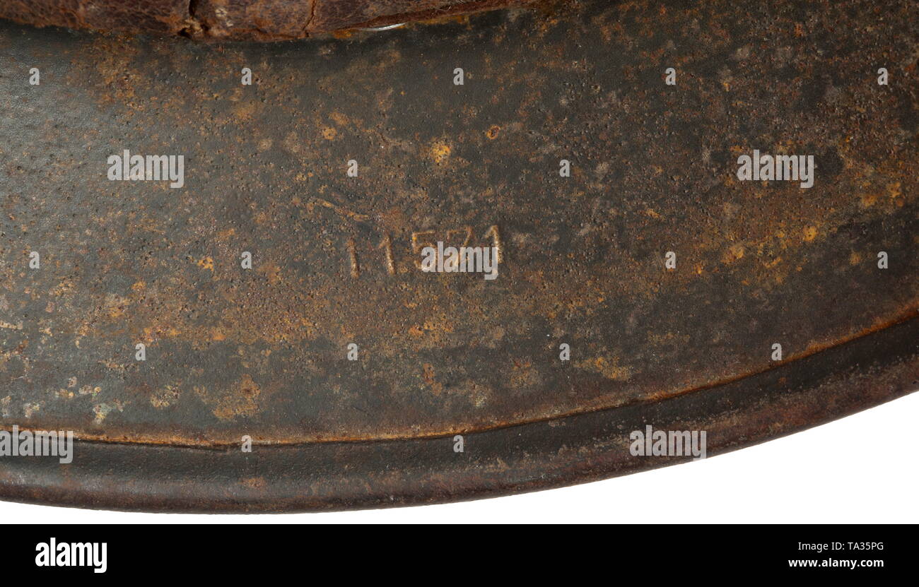 A steel helmet M 40 for members of the Waffen-SS Field-grey painted ...