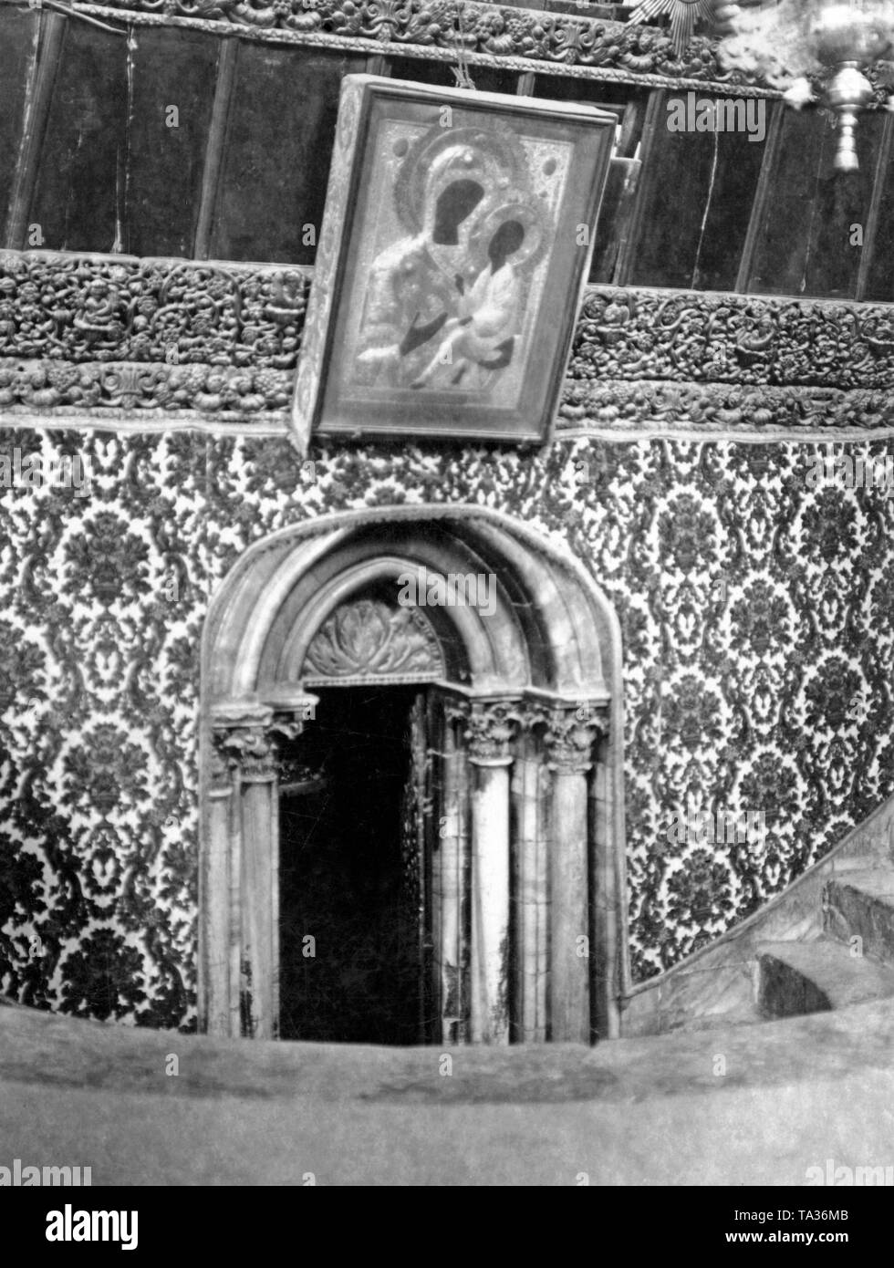 Entrance to the Grotto of the Nativity in the Church of the Nativity in ...