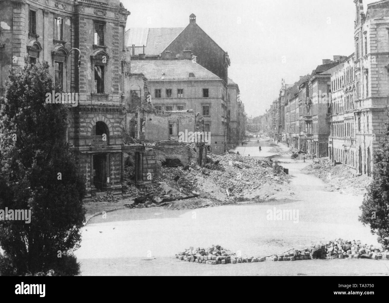 Destructions in the Munich city center after the end of the war. The ...