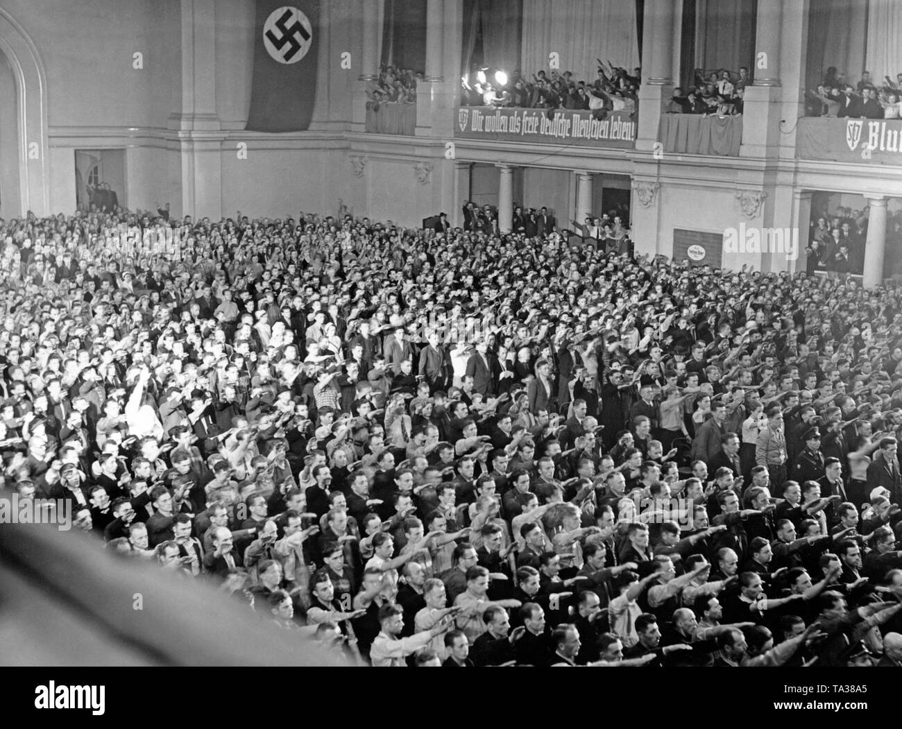 Banners in the stands Black and White Stock Photos & Images - Alamy