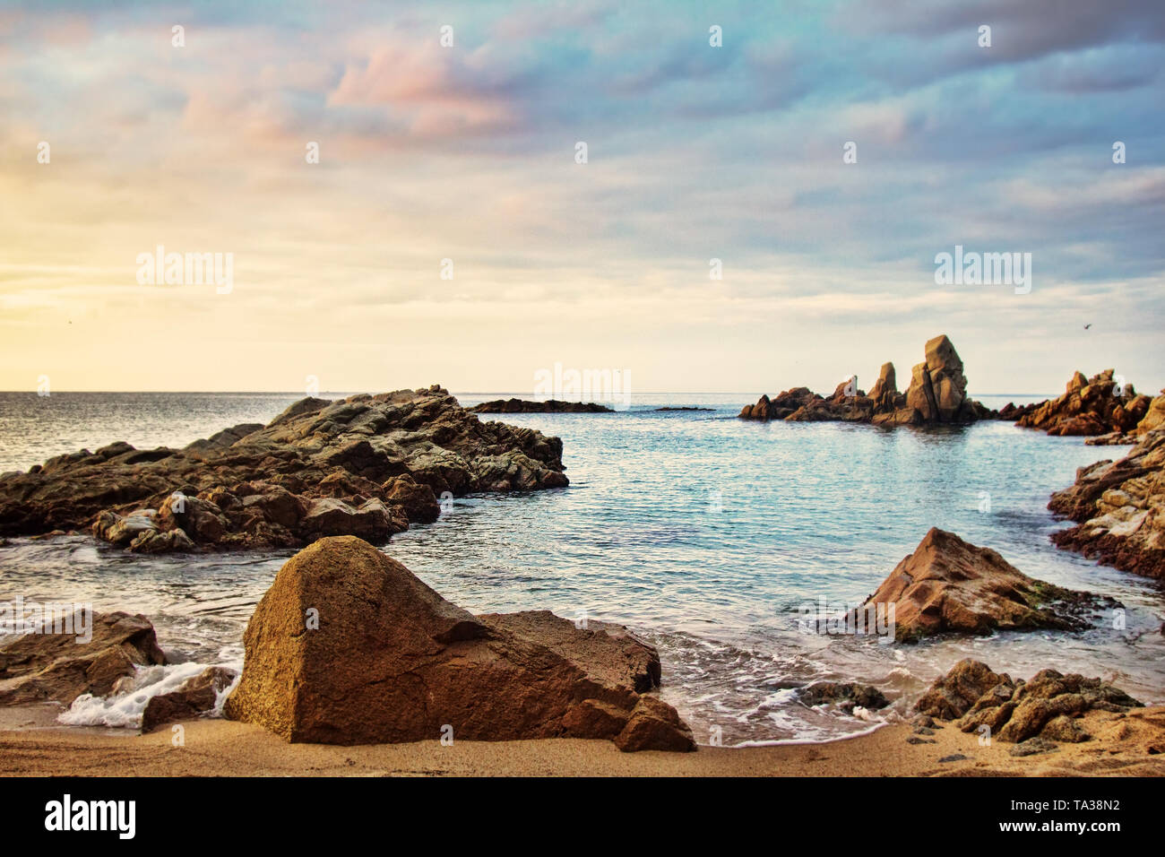 Mediterranean coast in bright colors of summer. Gorgeous beautiful ...