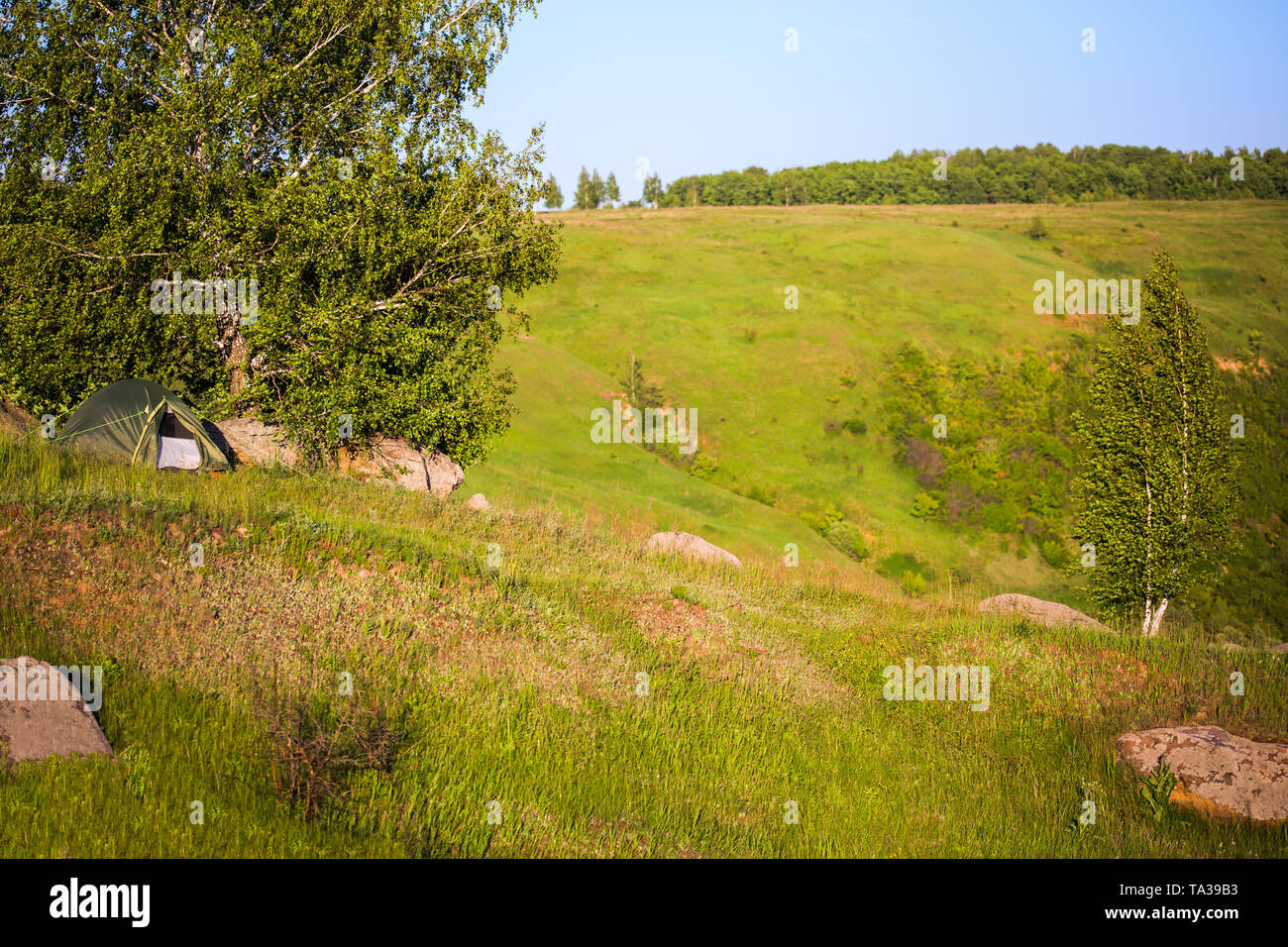 Tent on a hill hi-res stock photography and images - Alamy