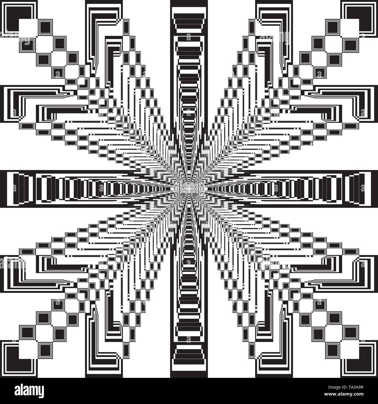Arabesque pseudo tridimensional cross double target structure illusion ...