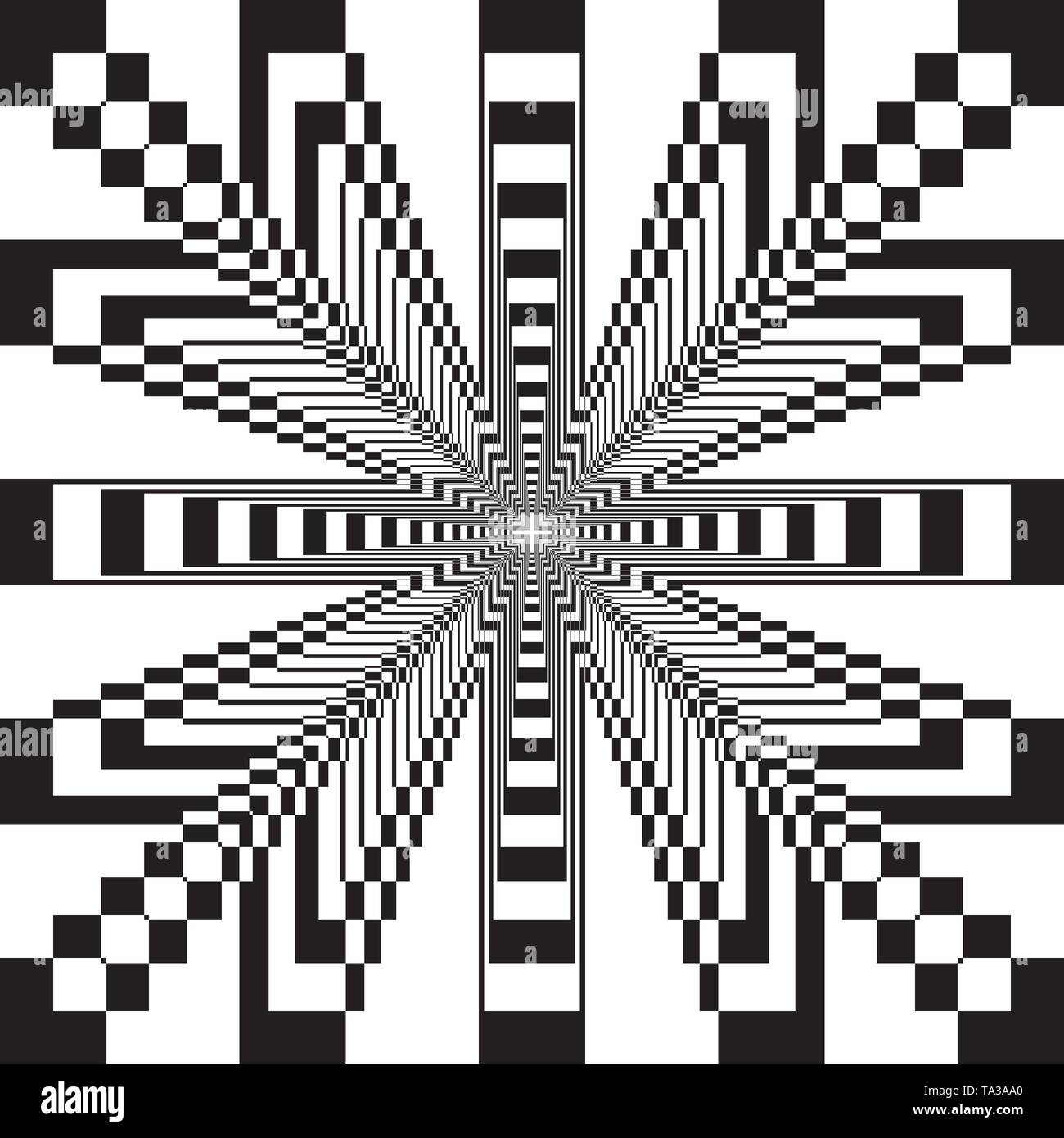 Arabesque pseudo tridimensional cross double target structure illusion ...