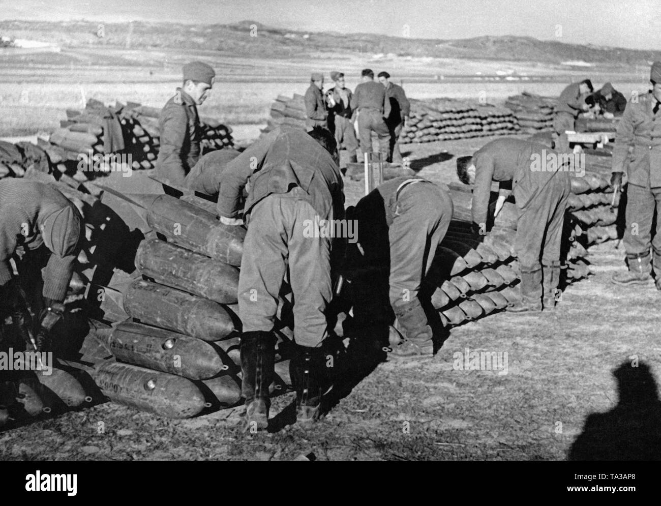 Photo of soldiers of the Condor Legion on an airfield in Spain, who are ...