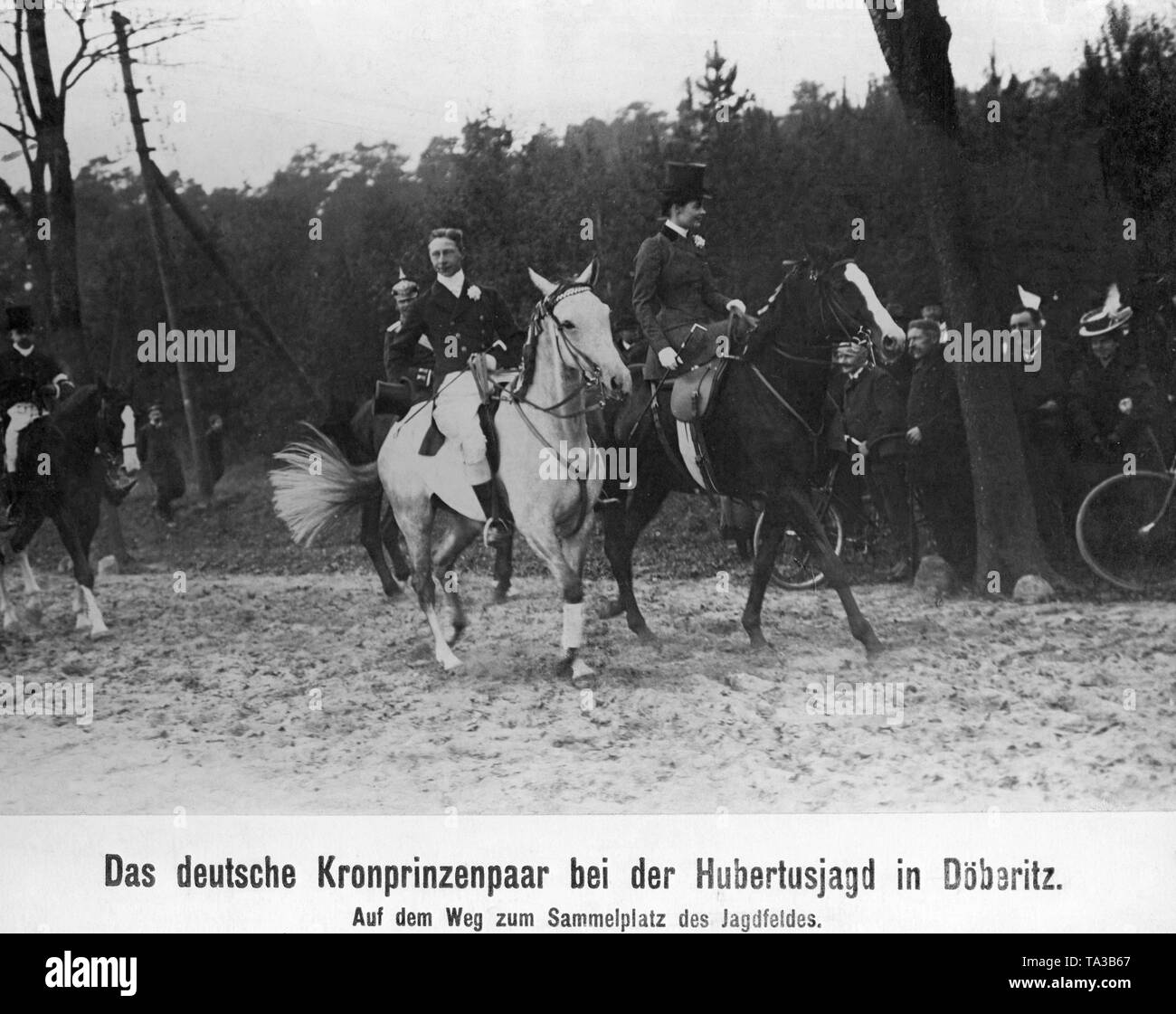 Crown Prince Wilhelm of Prussia (on a white horse) rides together with ...
