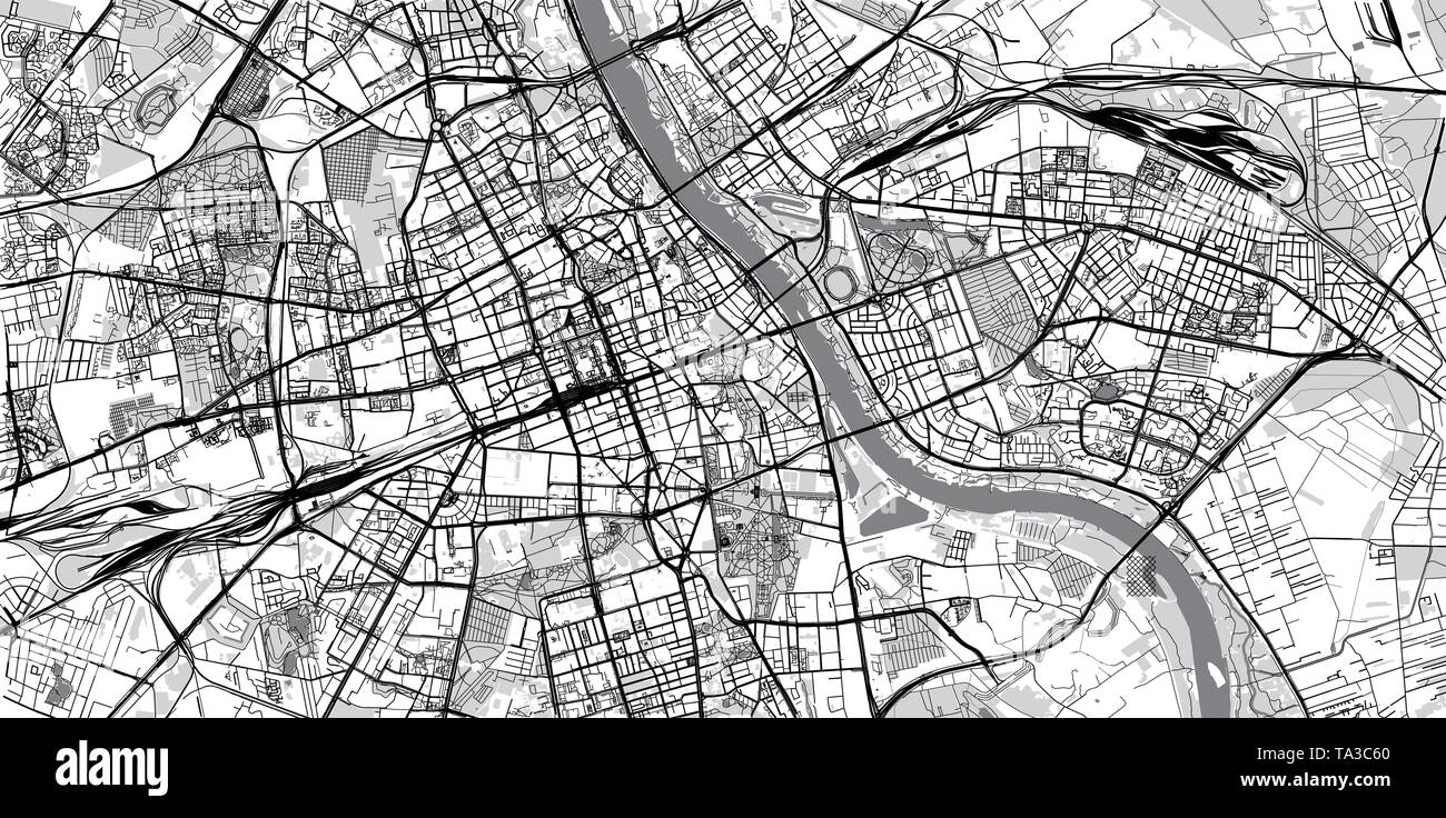 Warsaw map plan city hi-res stock photography and images - Alamy