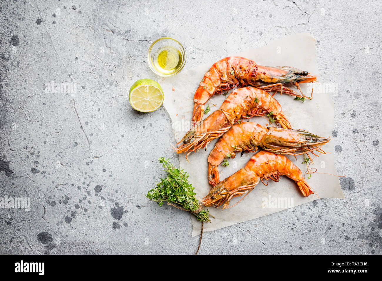 Grilled tiger prawns Stock Photo - Alamy