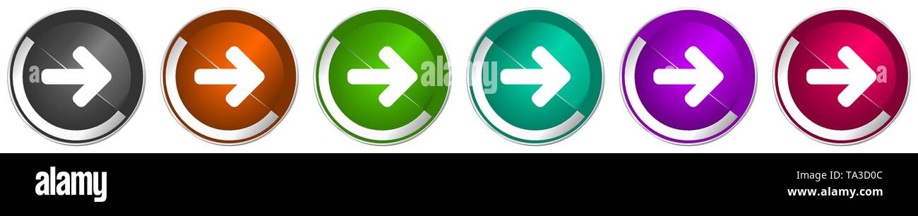 Silver metallic arrow icon in six colors options in eps 10 Stock Vector ...