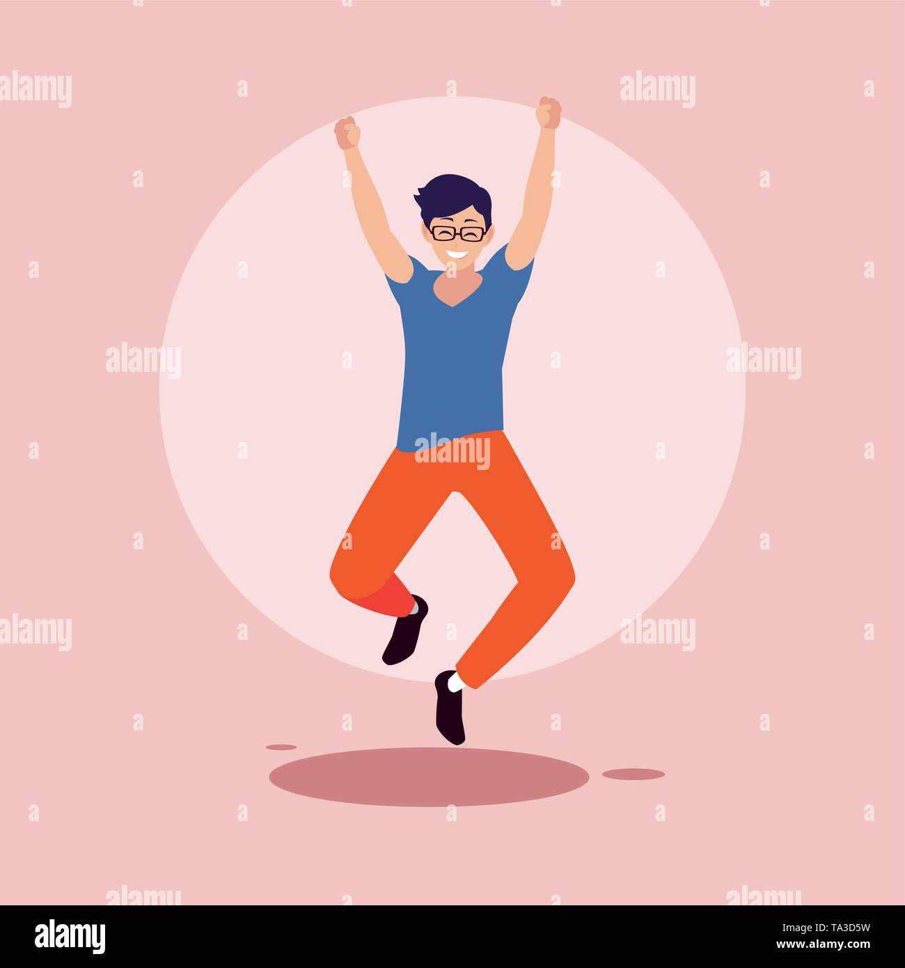 young man happy jumping avatar character vector illustration design ...