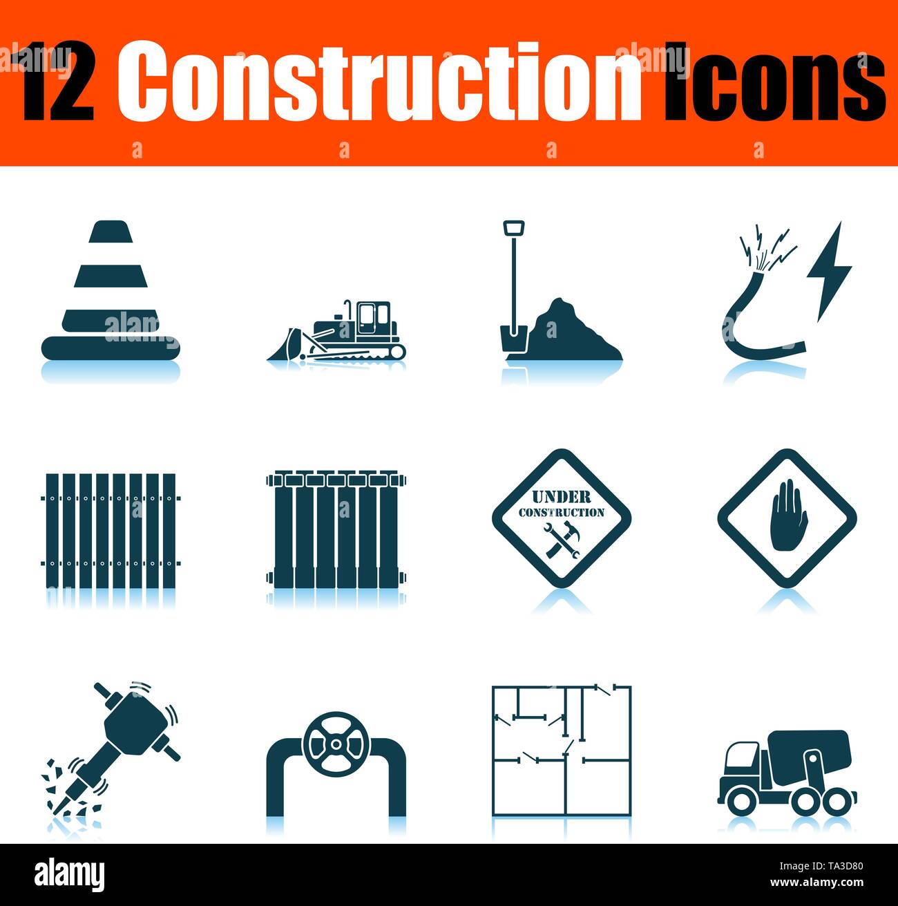 Construction Icon Set. Shadow Reflection Design. Vector Illustration ...