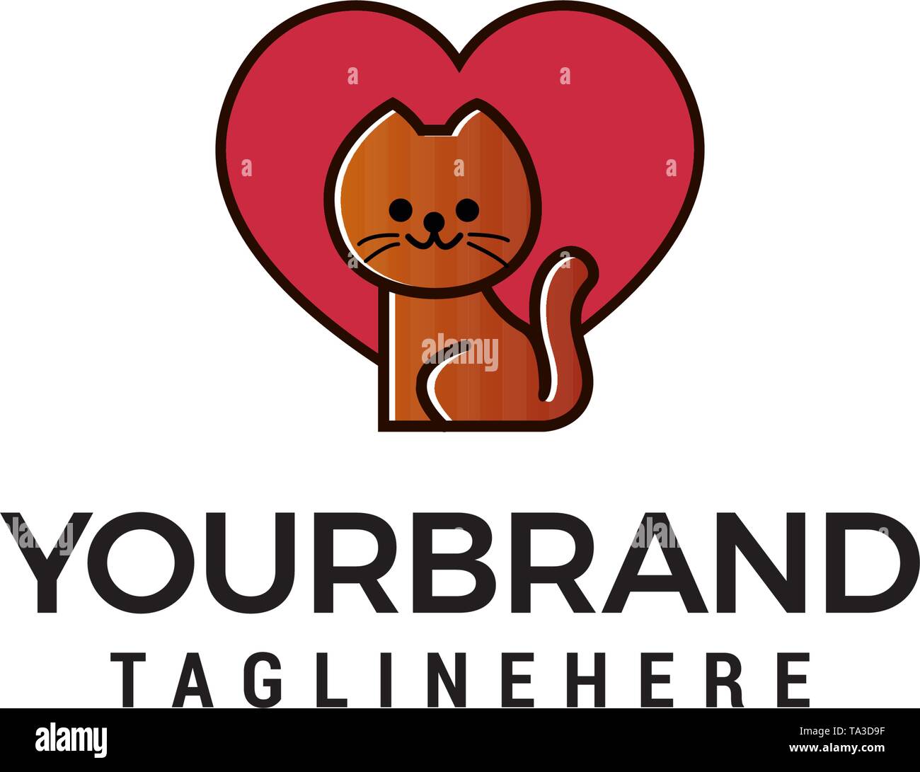 cat with heart logo design concept template vector Stock Vector Image ...