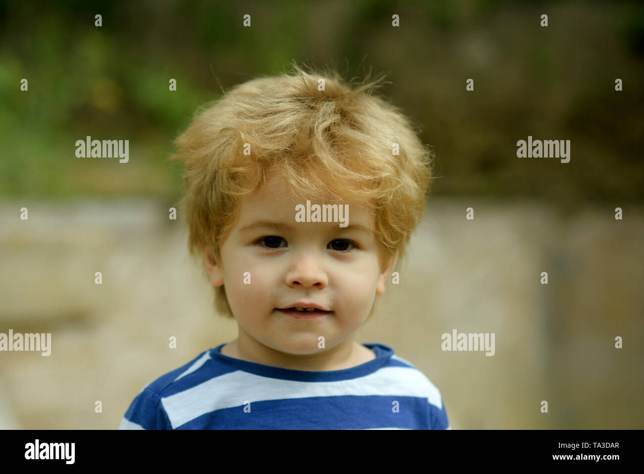 Childhood concept. Child or boy with calm face Stock Photo - Alamy