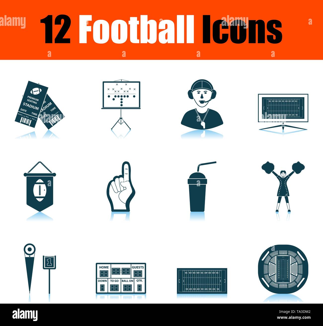 Football Icon Set. Shadow Reflection Design. Vector Illustration Stock ...