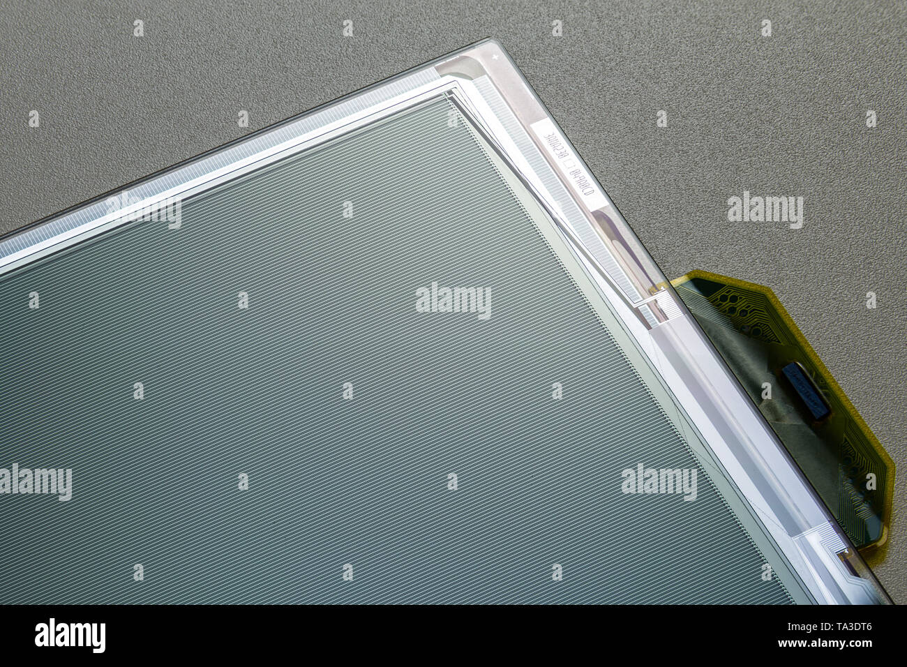 closeup shot of separated TN-technology color lcd screen part on rough ...