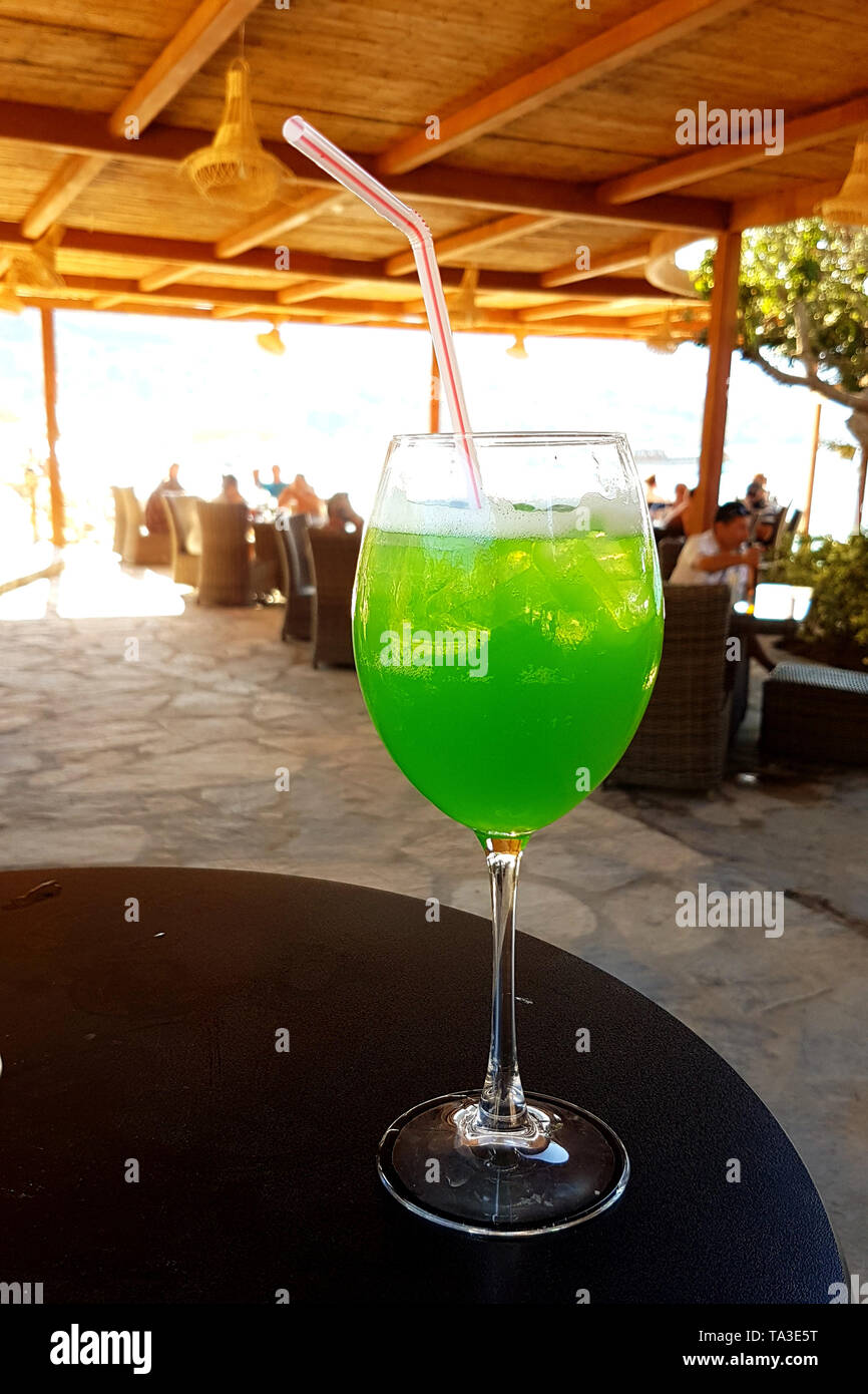 Colorful fresh coctails on a snack bar table Stock Photo - Alamy