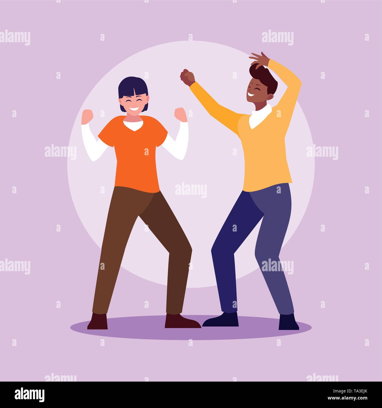 group of young men celebrating with hands up vector illustration design ...