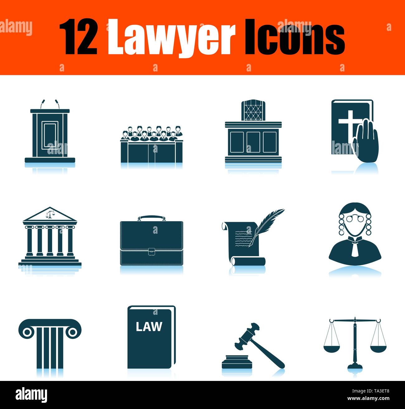 Lawyer Icon Set. Shadow Reflection Design. Vector Illustration Stock ...