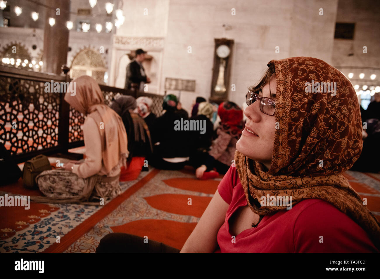 Istanbul, Turkey - April 8, 2012: Muslim woman with veil inside a ...