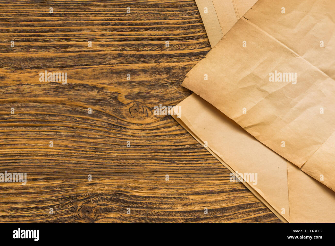 sheets of old paper on table Stock Photo - Alamy
