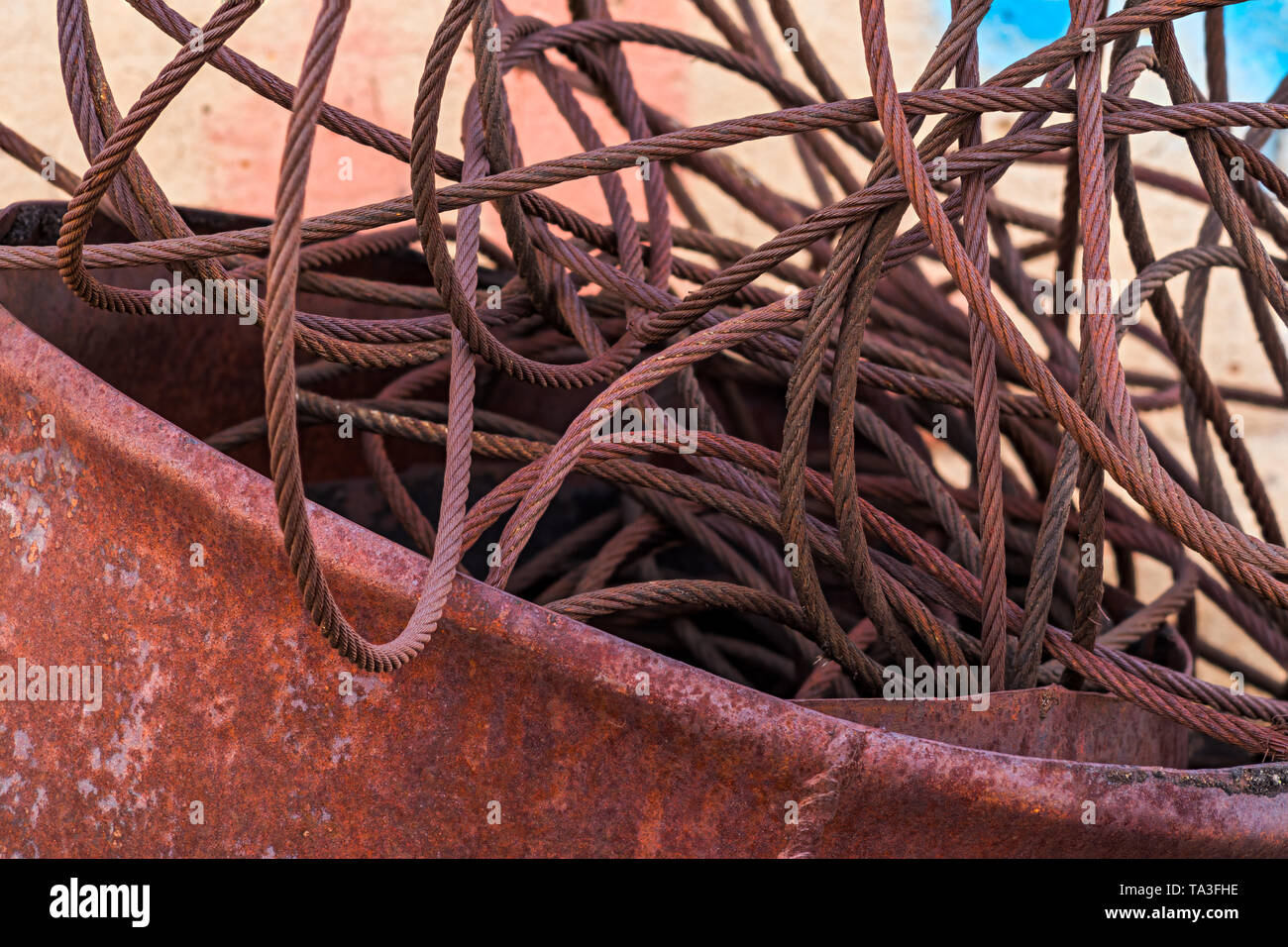 rusty metal messy cable background Stock Photo - Alamy