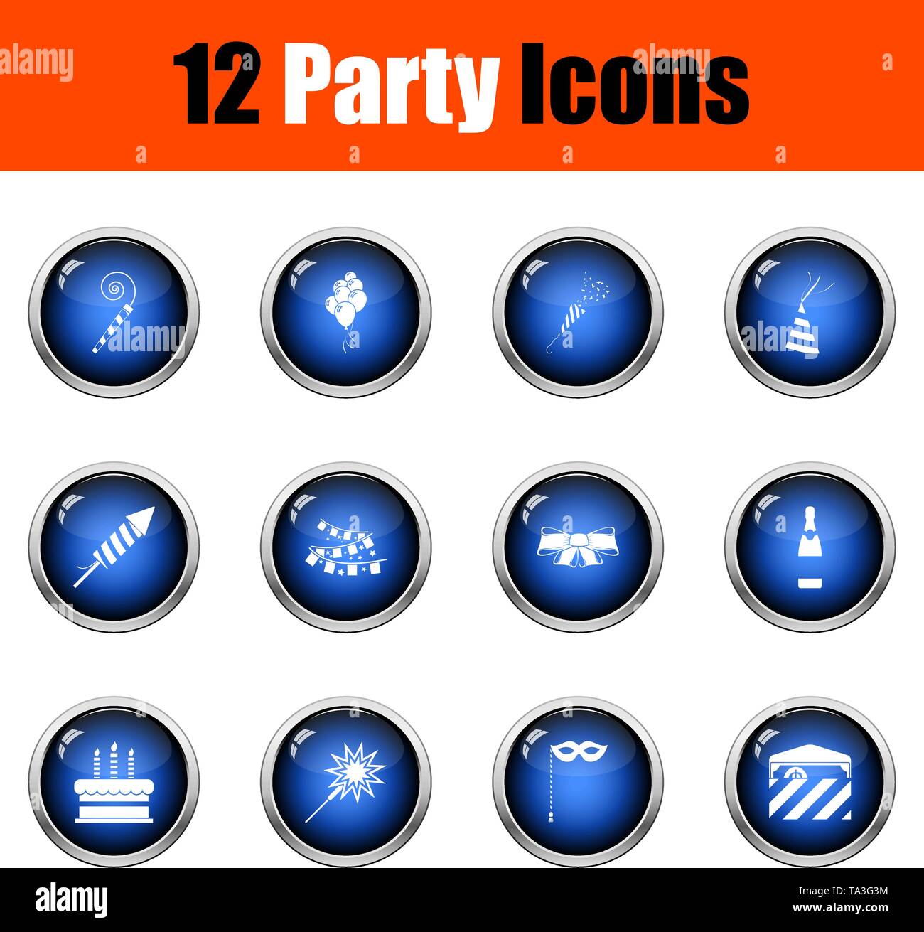 Party Icon Set. Glossy Button Design. Vector Illustration Stock Vector ...