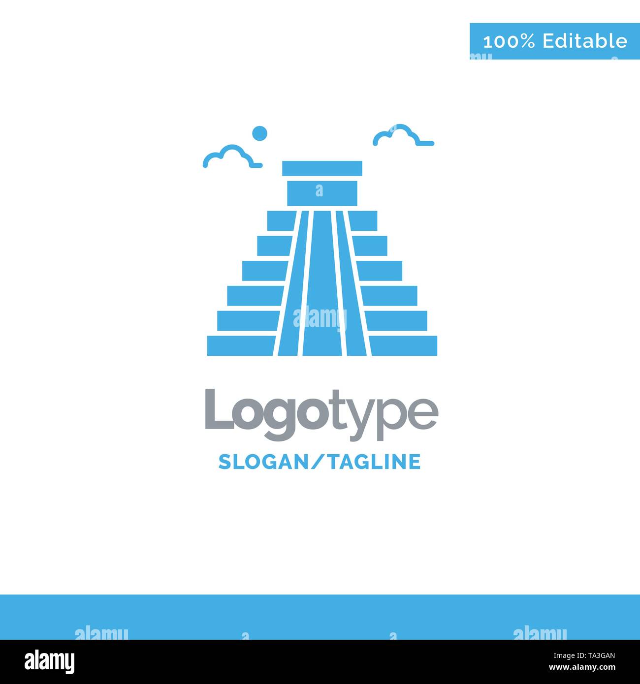 Building, Landmark, American, Usa Blue Solid Logo Template. Place for ...