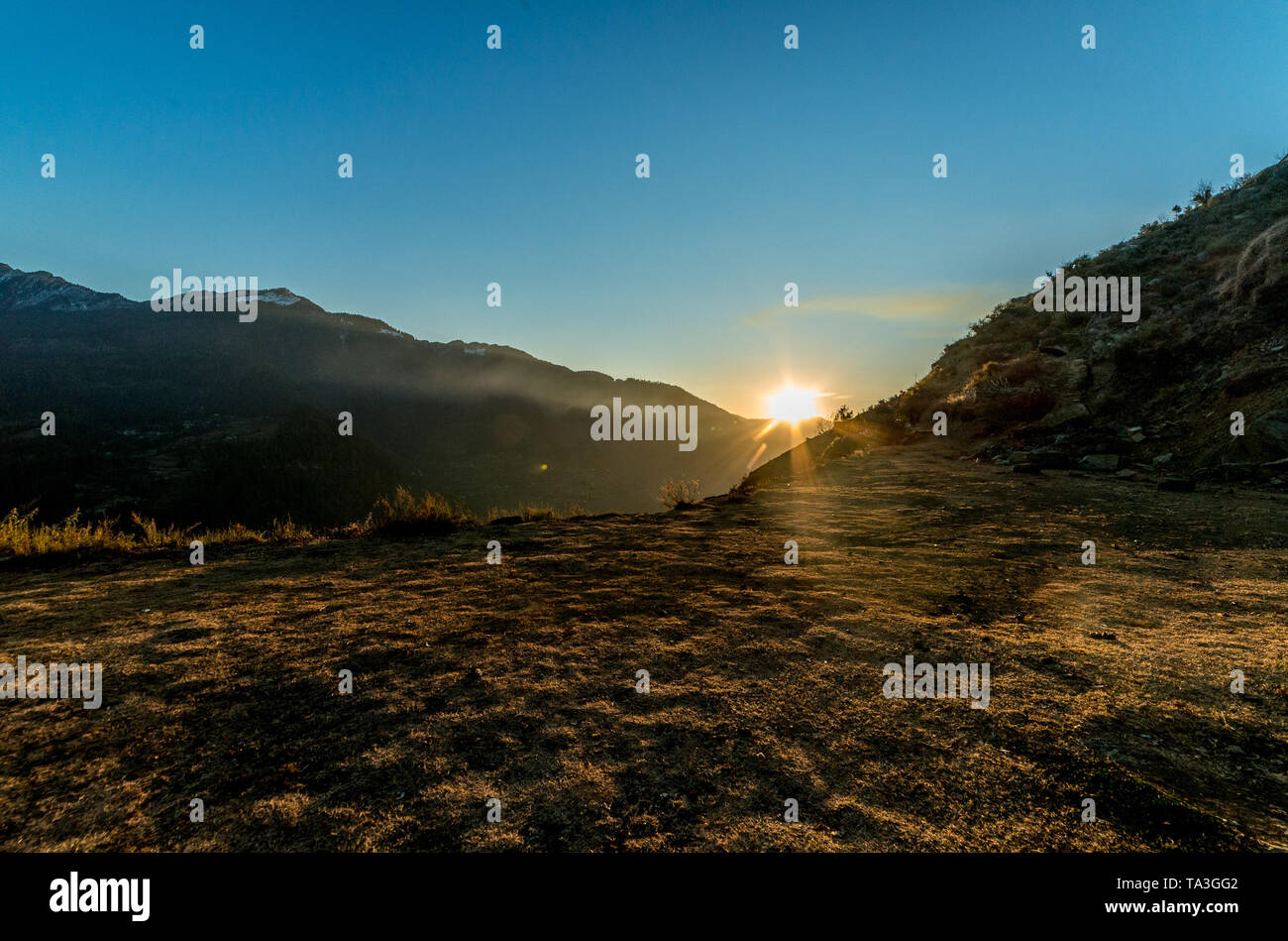 Sunset view from manu rishi temple in himachal - india Stock Photo - Alamy