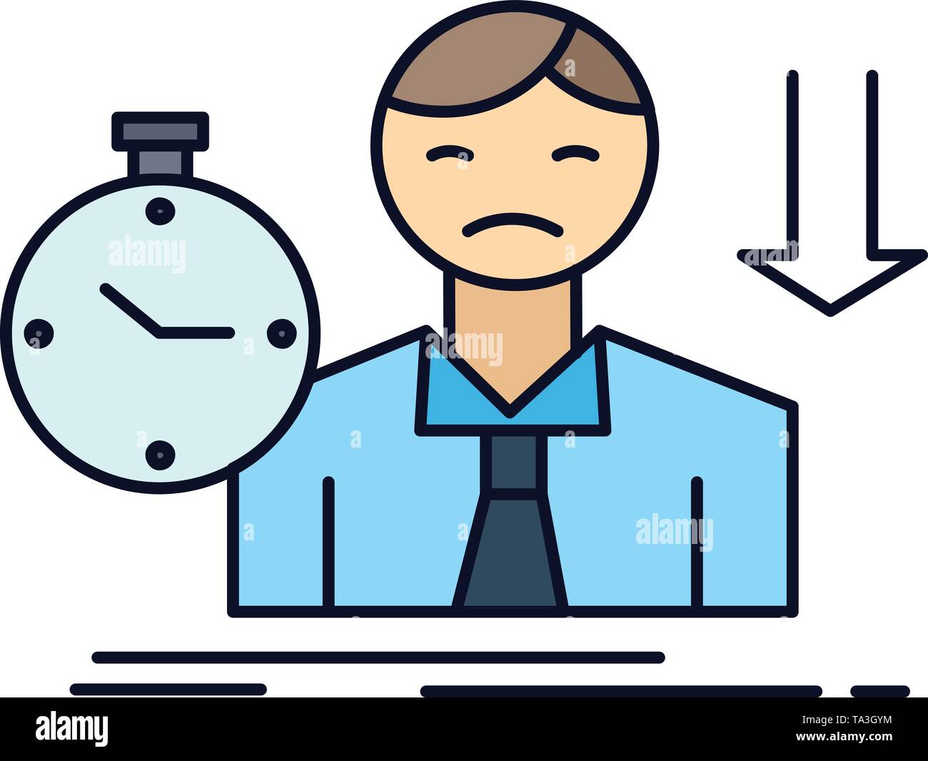 failure, fail, sad, depression, time Flat Color Icon Vector Stock ...