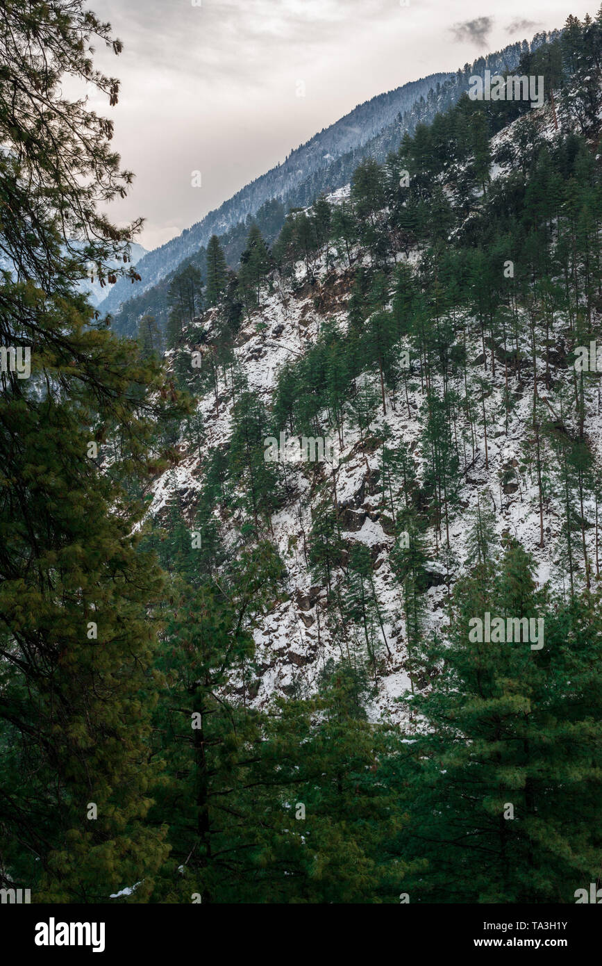 Snow covered in mountains - Majestic winter landscape in himalayas ...