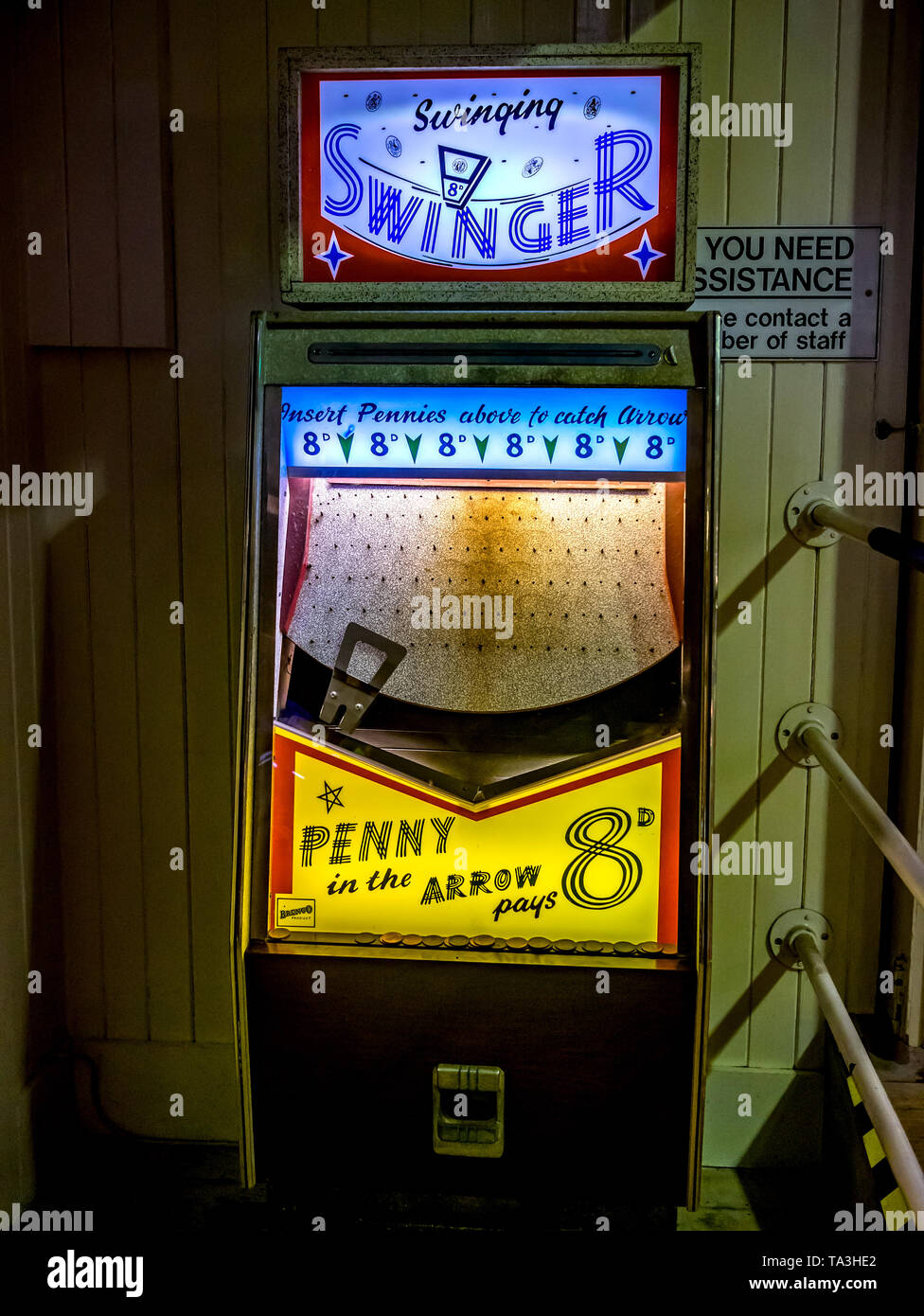 Brenco's Penny arcade machine The Swinging Swinger Stock Photo - Alamy