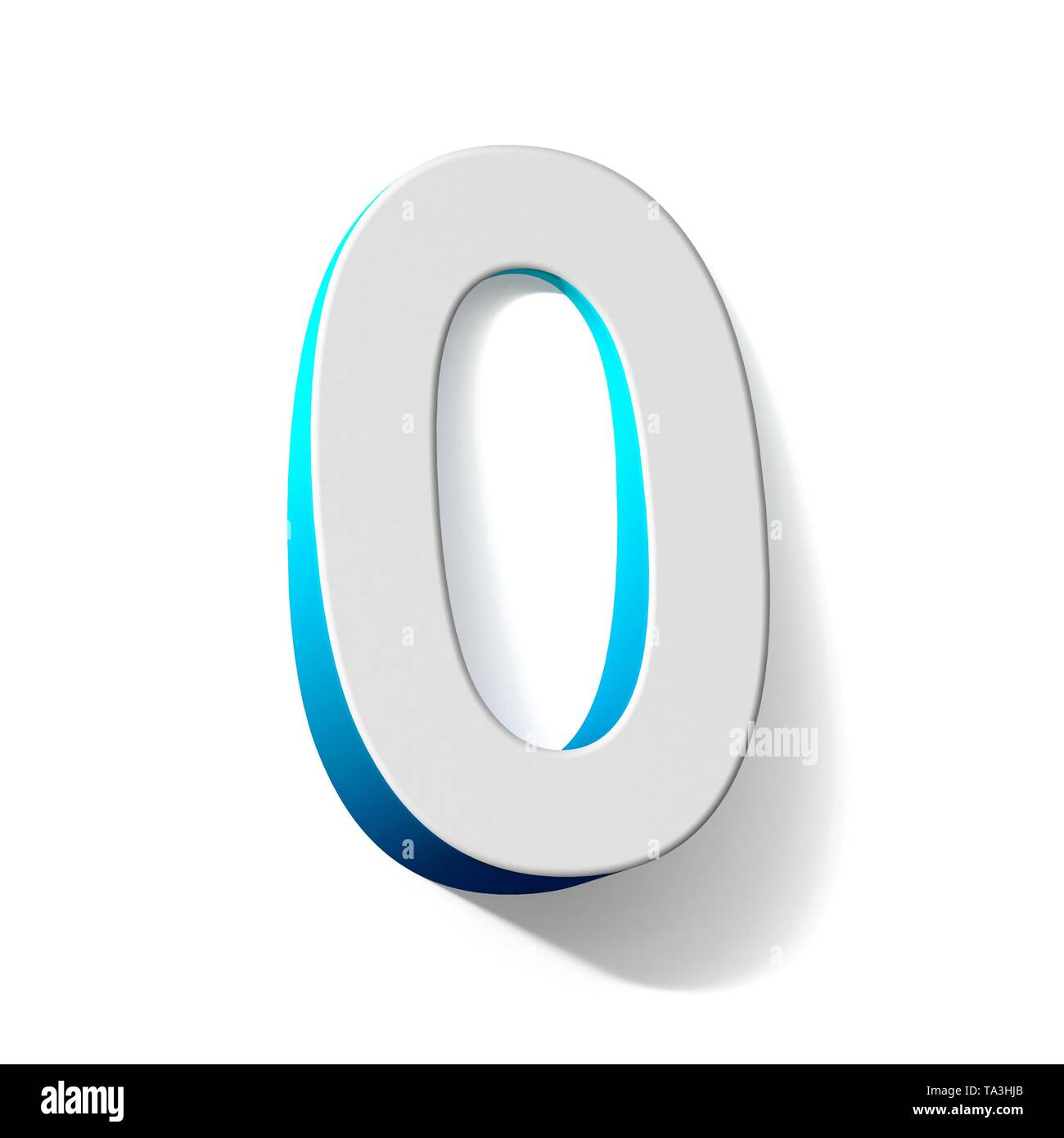 Blue gradient number 0 ZERO 3D render illustration isolated on white ...