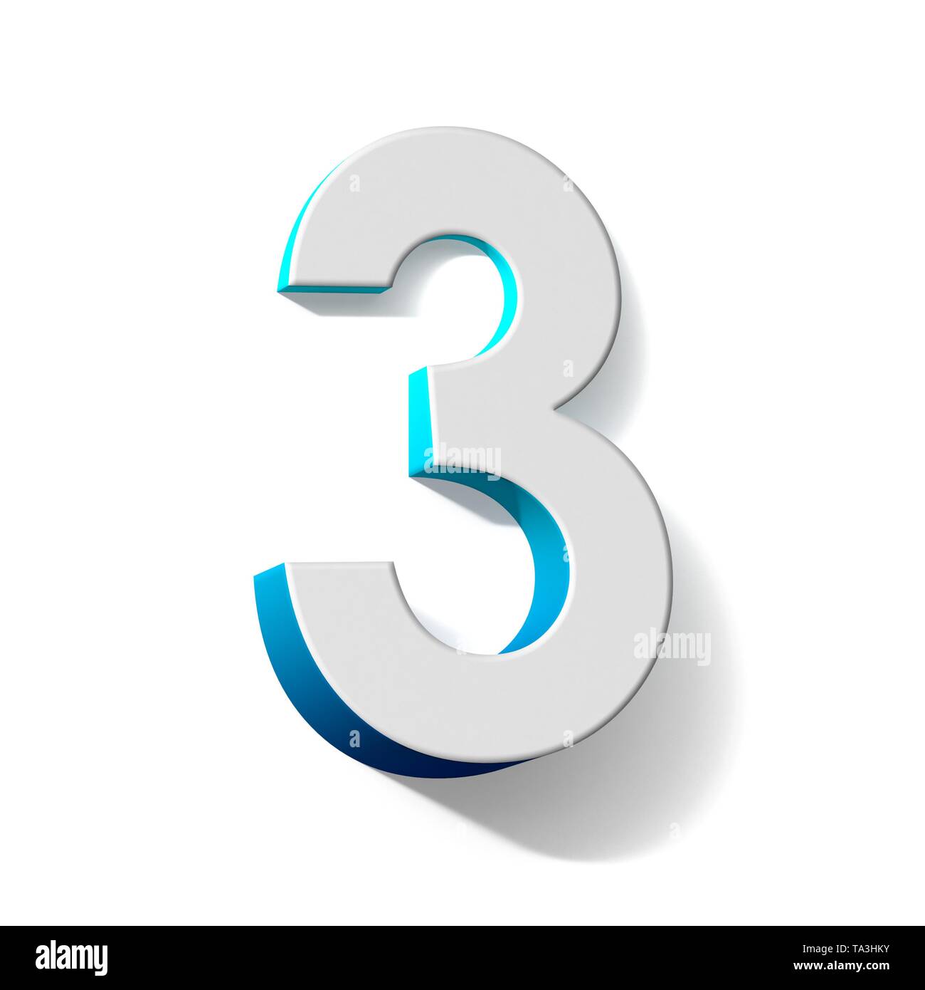 Blue gradient number 3 THREE 3D render illustration isolated on white ...