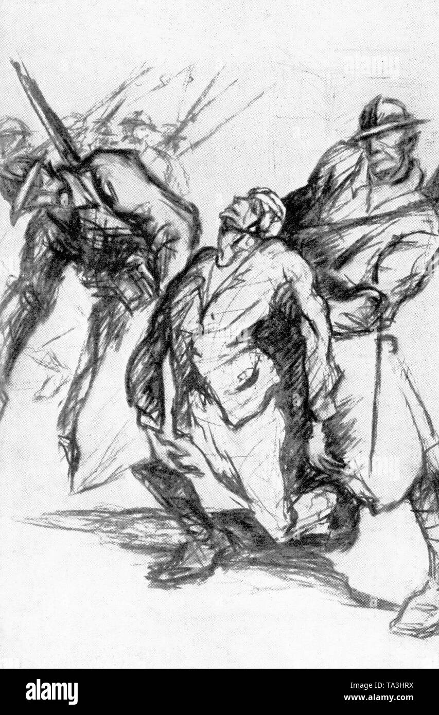 A German citizen is mistreated by two French soldiers. The title of the ...