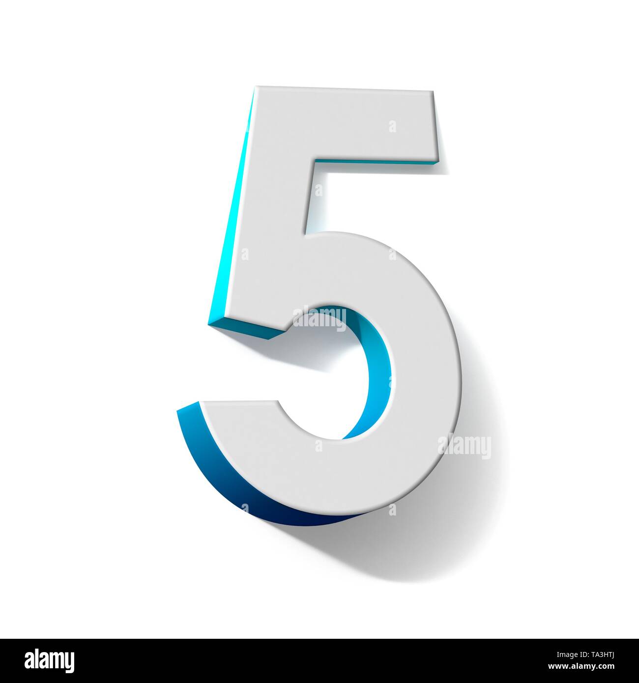 Blue gradient number 5 FIVE 3D render illustration isolated on white ...