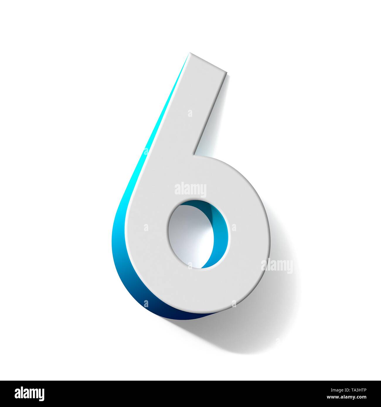 Blue gradient number 6 SIX 3D render illustration isolated on white ...