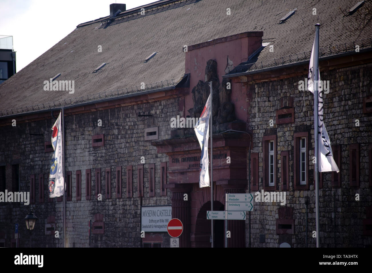 Mainz, Germany - April 07, 2019: The entrance of the historic museum ...