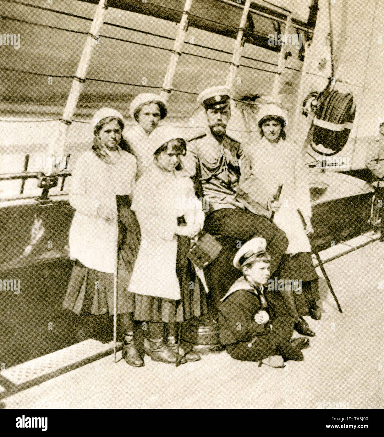 Tsar Nicholas II of Russia with his children on the imperial yacht ...