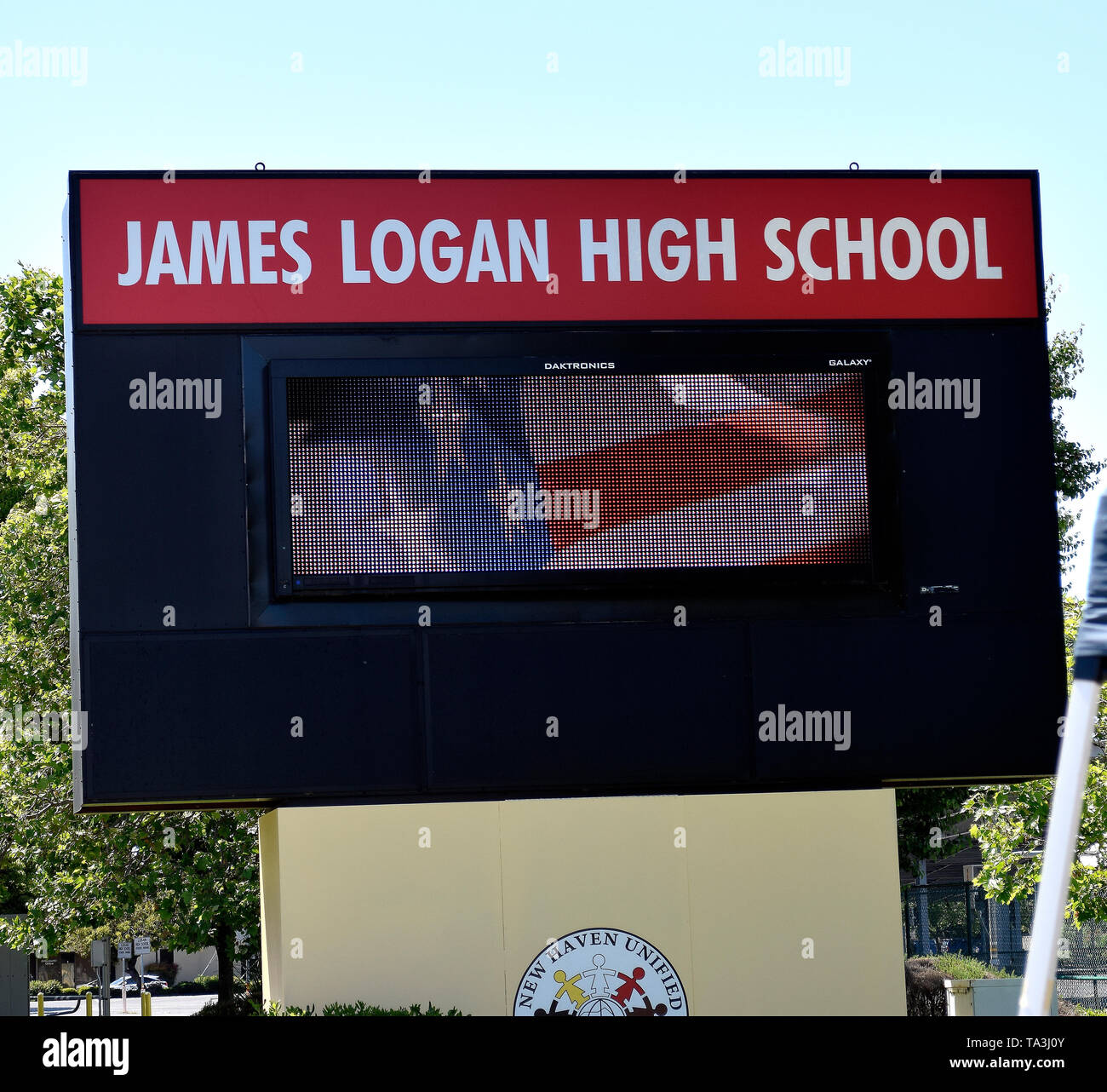 James Logan High School electronic sign, Union City, California Stock ...