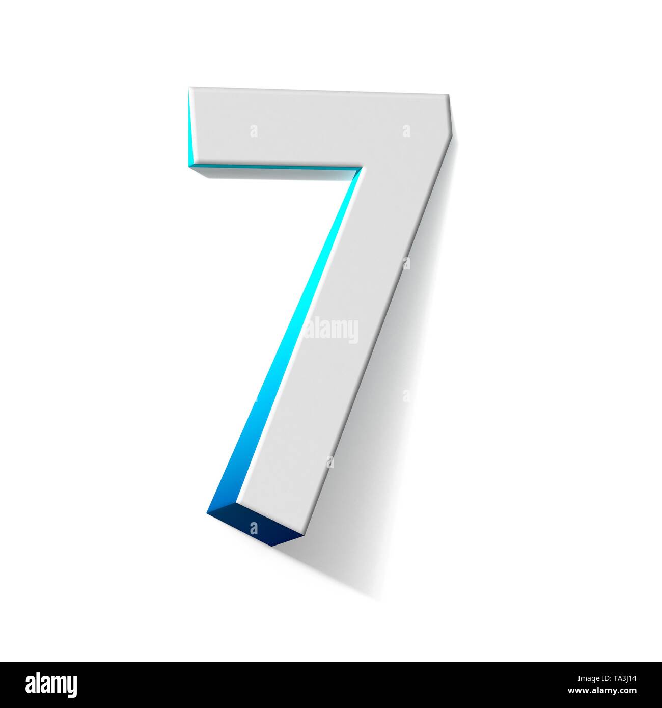 Blue gradient number 7 SEVEN 3D render illustration isolated on white ...